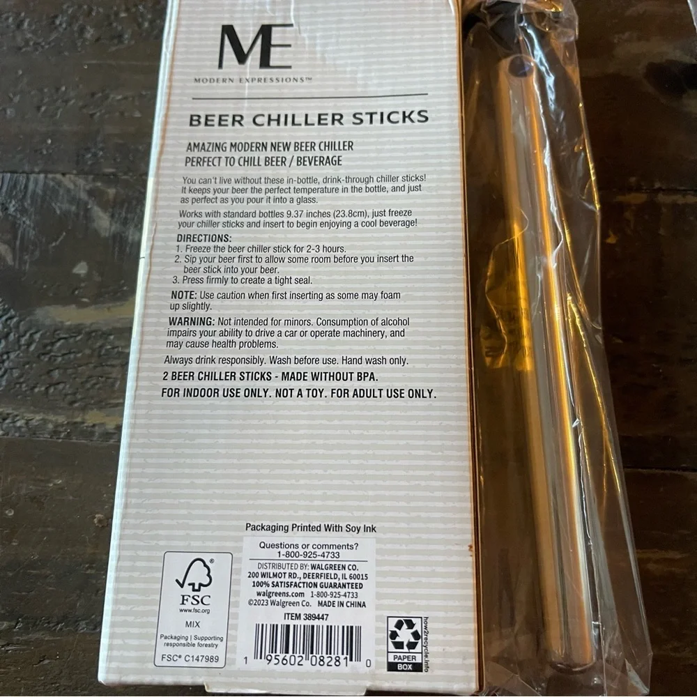 Other | Nwt Drink Cooler Stick Me Modern Expressions Beer Chiller ...